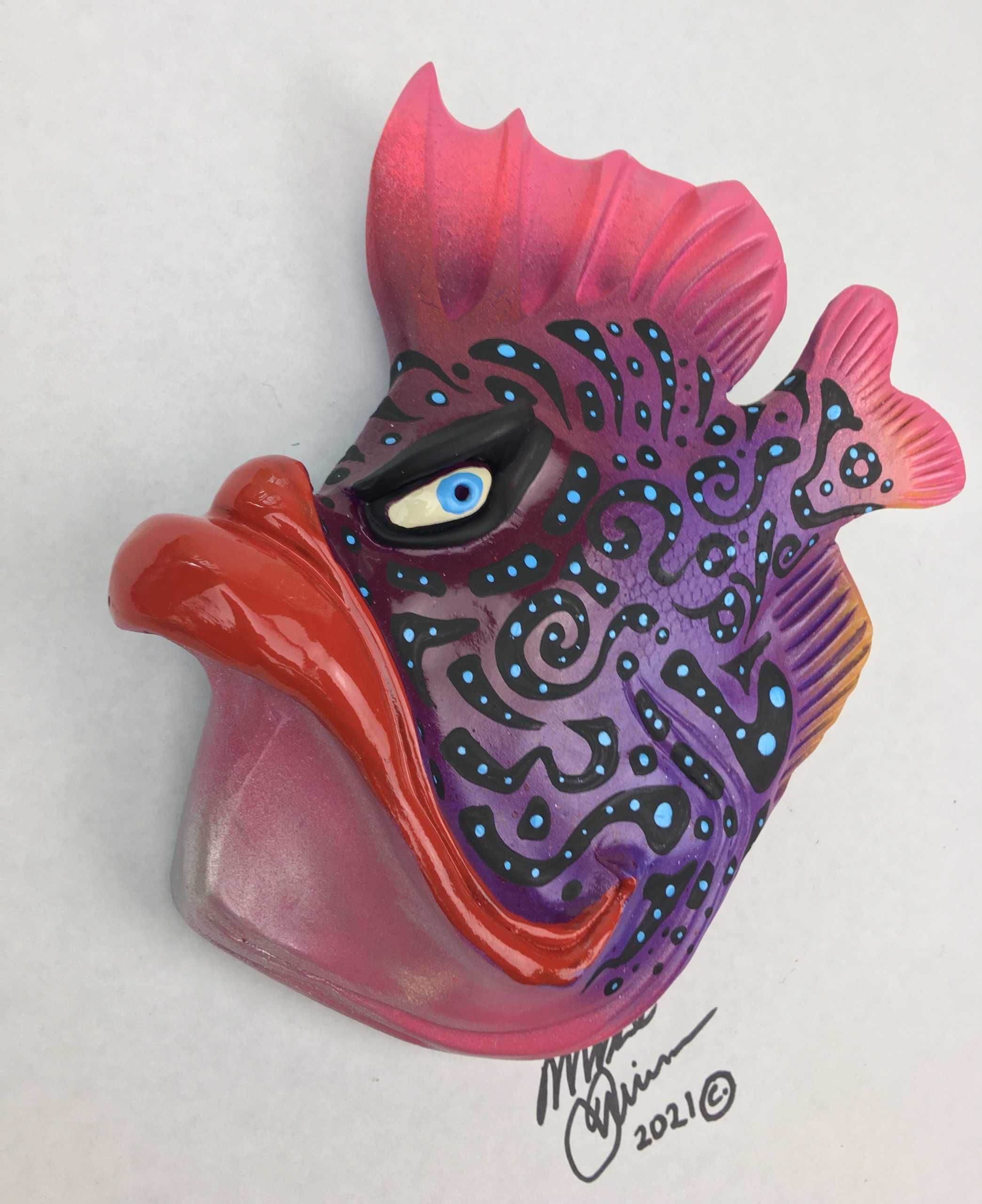 Wild Patterned Mona Fish with Attitude - Fish With Attitude by Mike Quinn